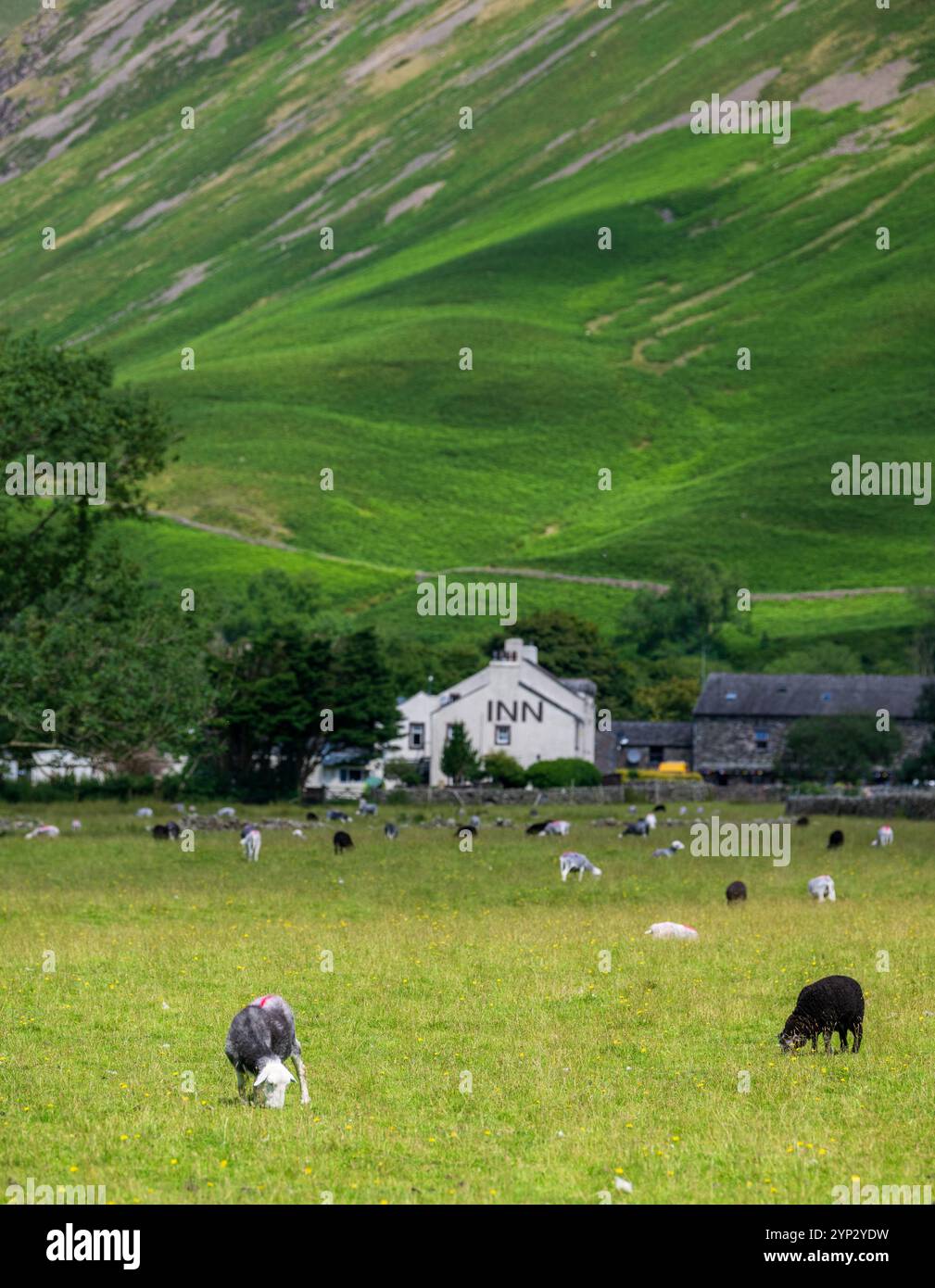 The Wasdale Head Inn, nestled under the Lake District mountains above ...