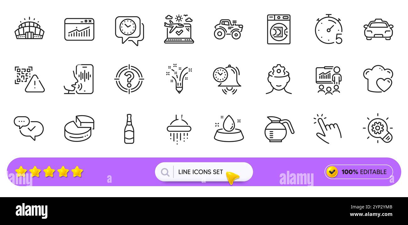 Taxi, Qr code and Pie chart line icons for web app. Pictogram icon. Line icons. Vector Stock ...