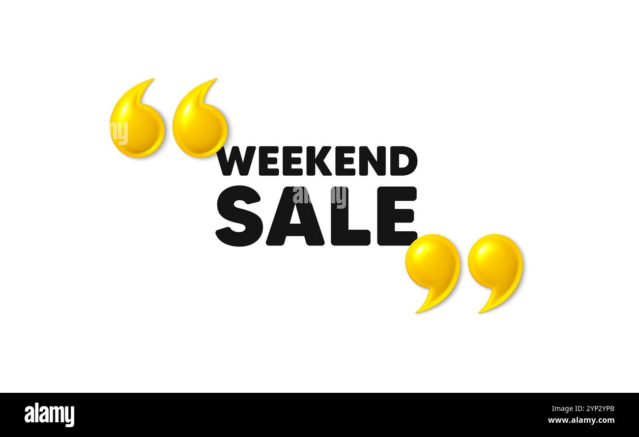 Weekend Sale tag. Special offer price sign. 3d quotation marks. Vector ...