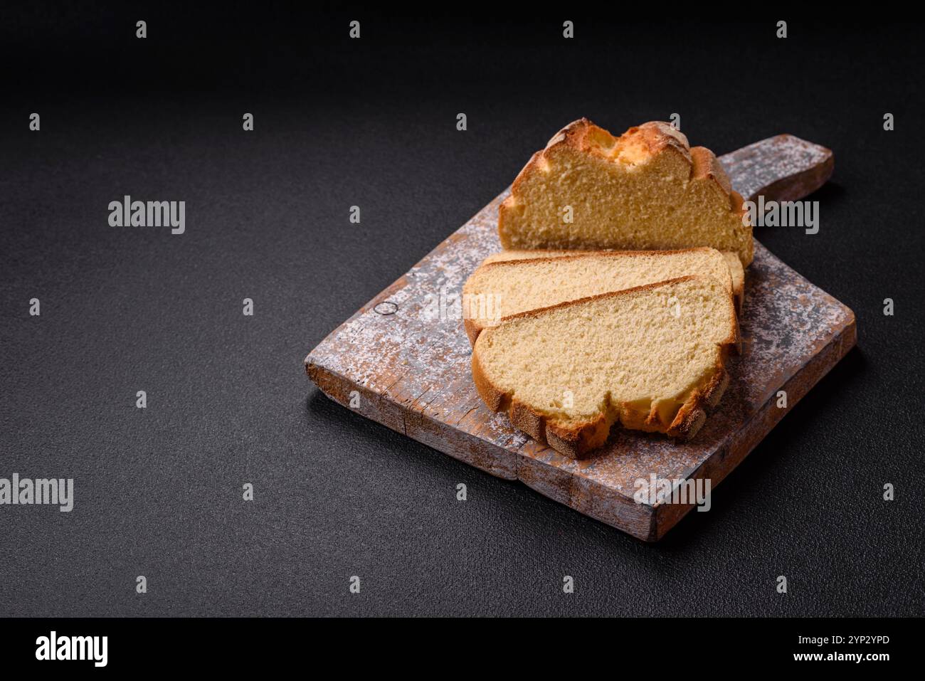 Homemade fresh crispy wholemeal bread on dark concrete background Stock ...