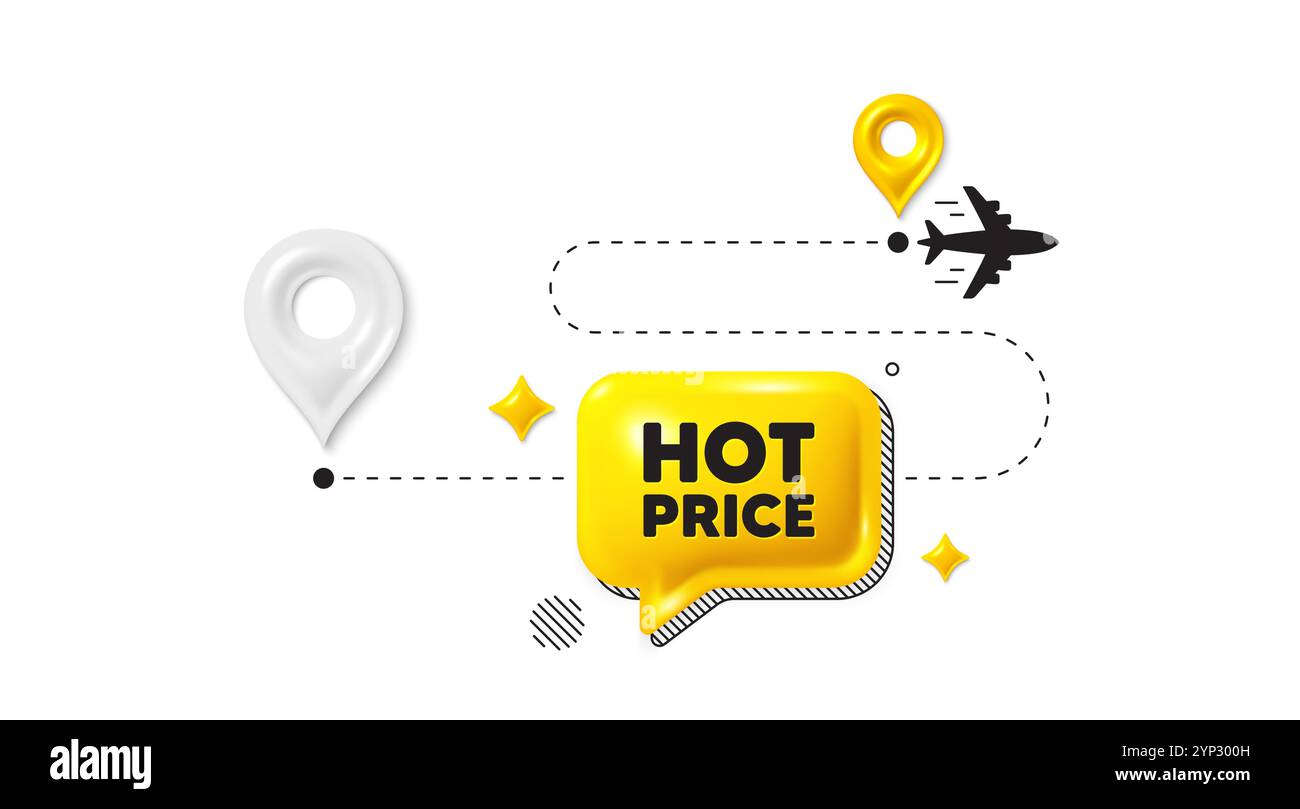 Hot Price tag. Special offer sale sign. Journey path position 3d pin ...