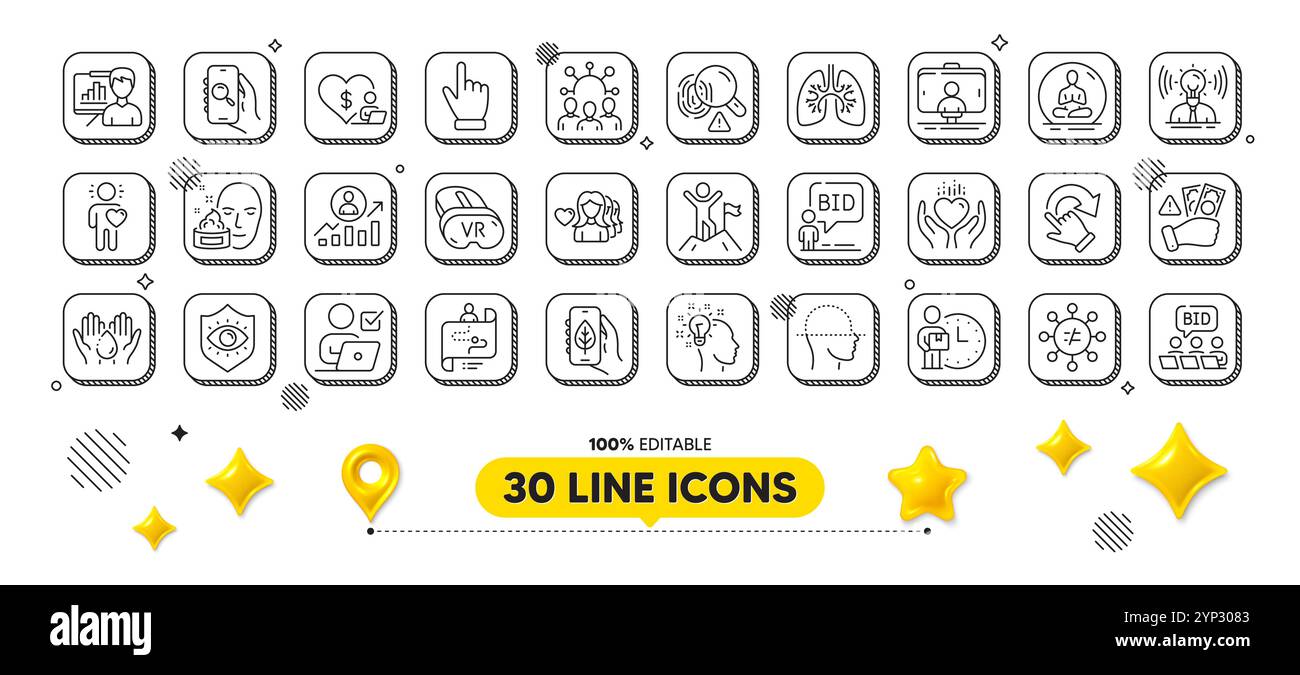 Face cream, Cursor and Friend line icons pack. For web app. 3d design ...