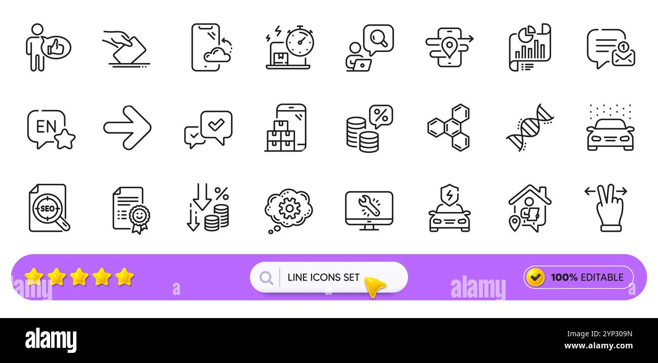 English, Approve and Gps line icons for web app. Pictogram icon. Line ...