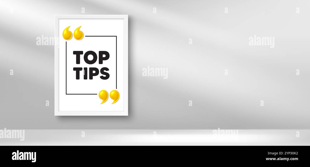 Top tips symbol. Education faq sign. Photo frame banner. Vector Stock ...
