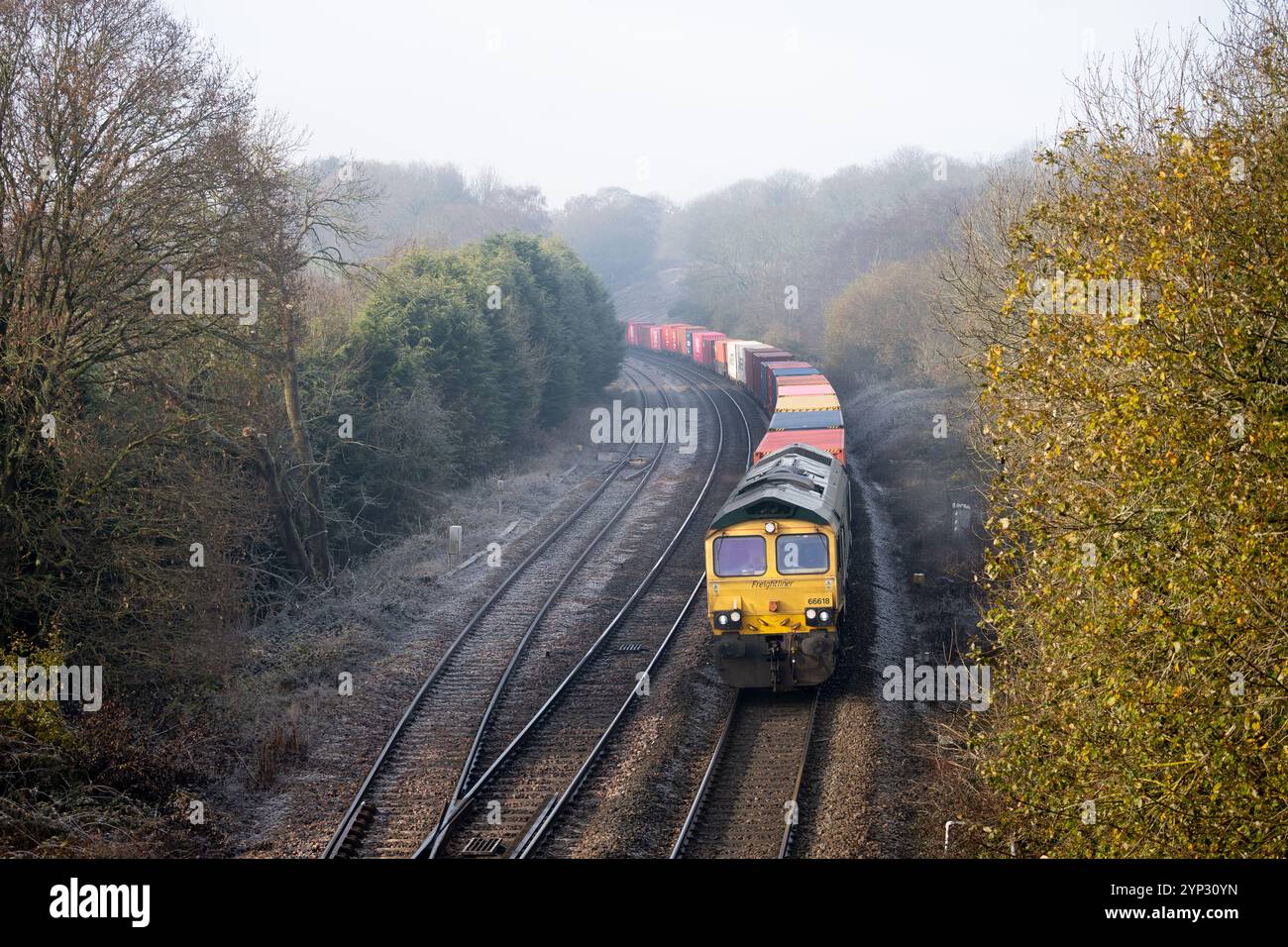 Class 66 diesel locomotive No. 66618 pulling a freightliner train in ...