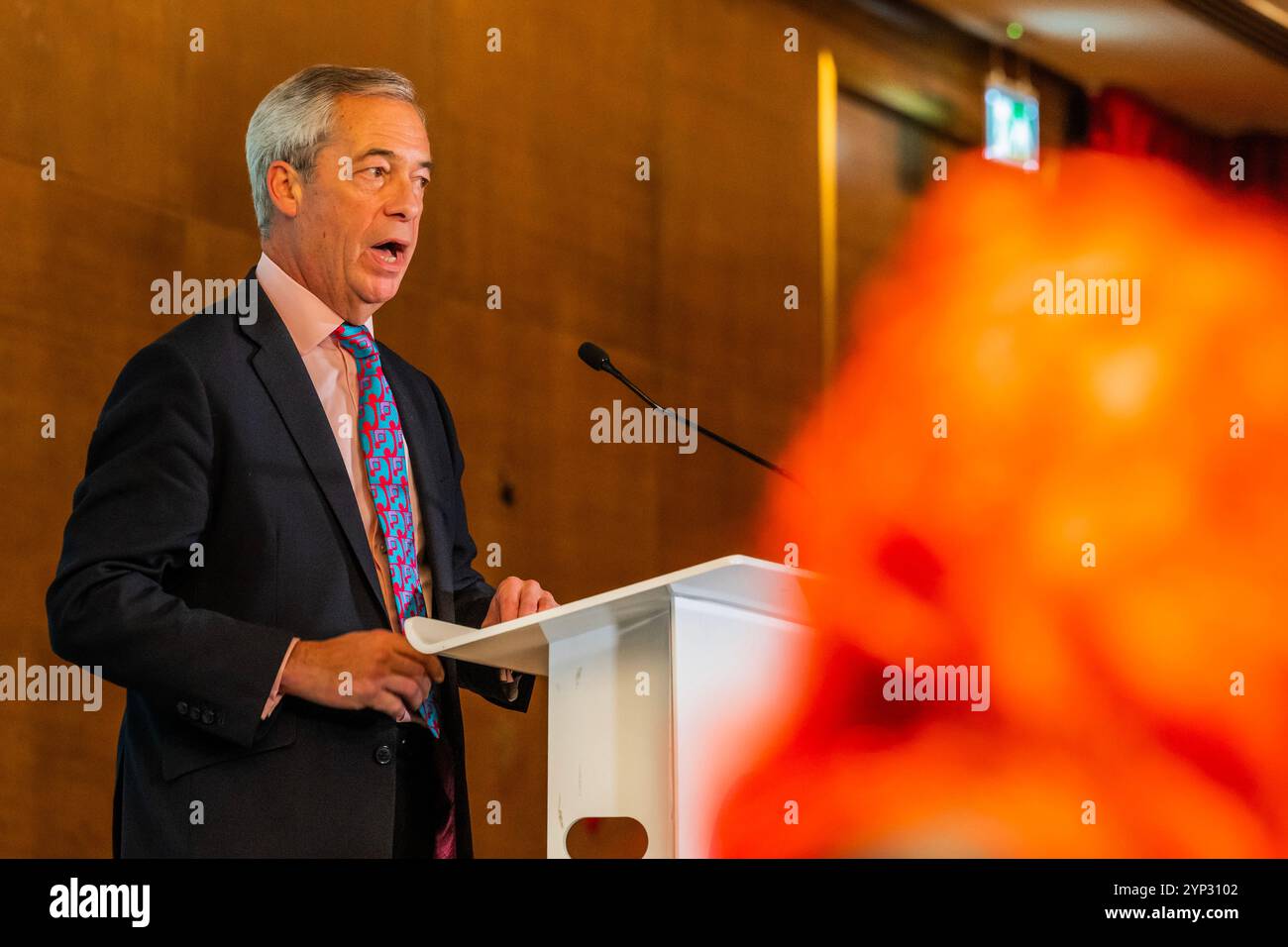 London, UK. 28th Nov, 2024. Nigel Farage MP (pictured), announces that ...