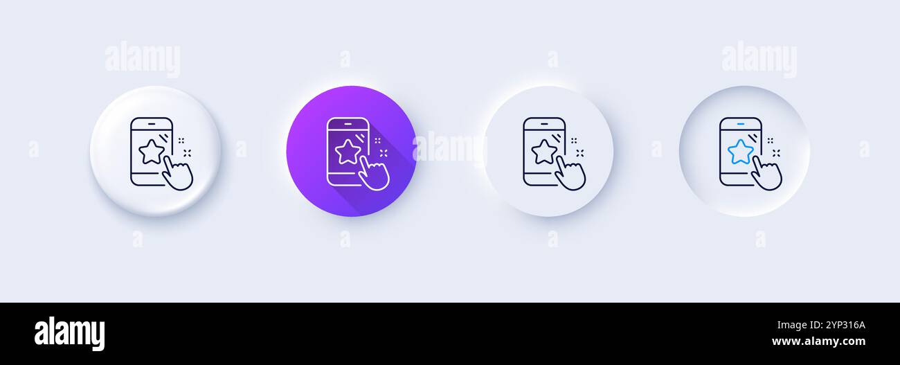 Star rating line icon. Feedback phone sign. Line icons. Vector Stock ...