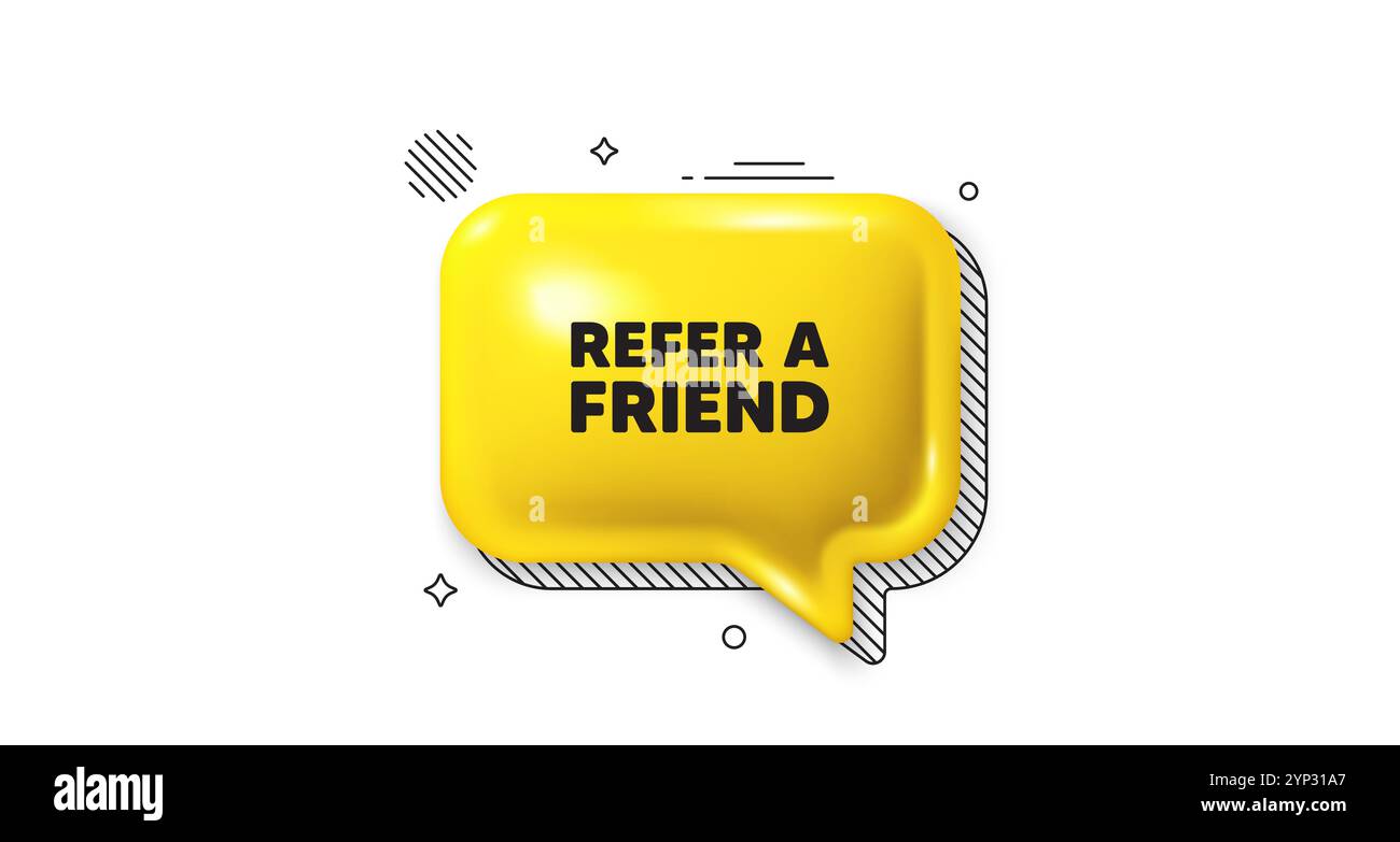 Refer a friend symbol. Referral program sign. 3d speech bubble icon ...