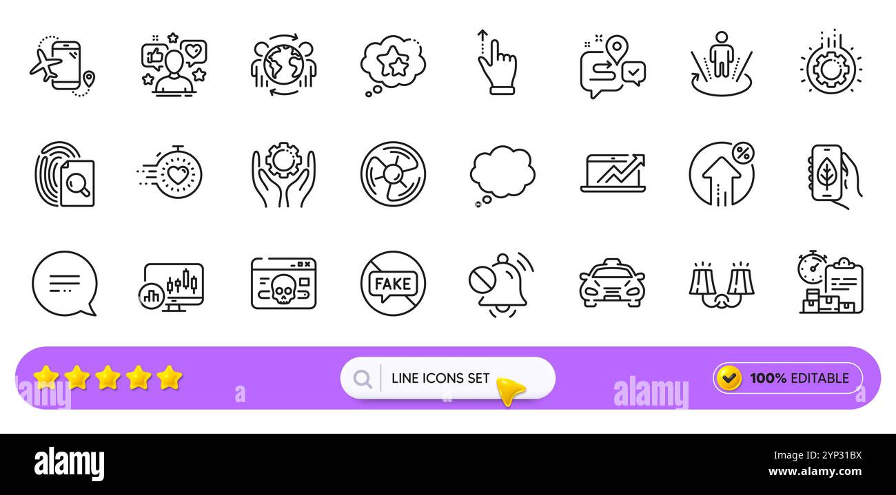 Augmented reality, Air fan and Timer line icons for web app. Pictogram icon. Line icons. Vector ...