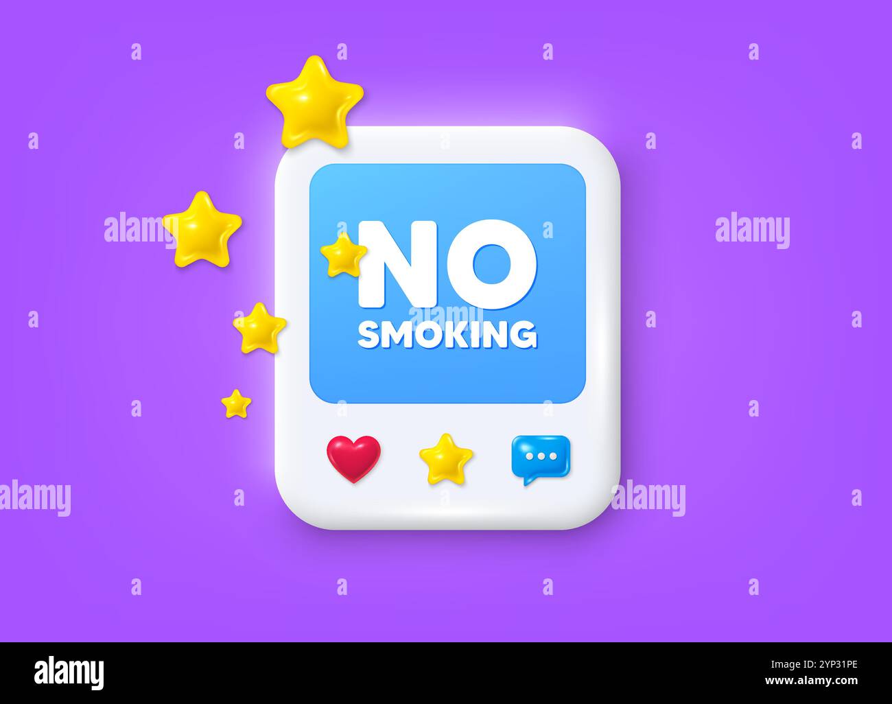 No smoking tag. Stop smoke sign. Social media post 3d frame. Vector ...