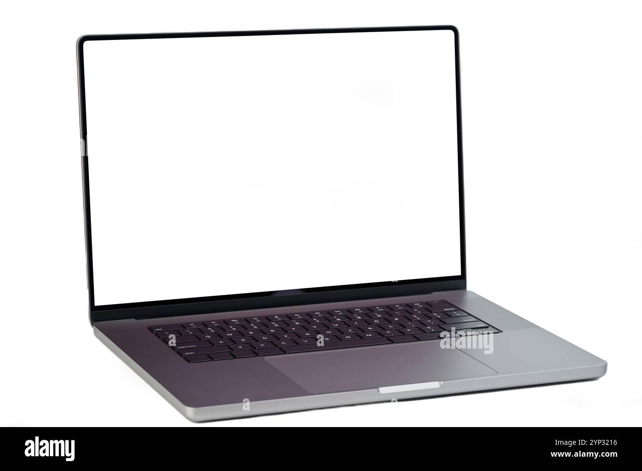 Metal laptop with open screen isolated on white studio background Stock ...