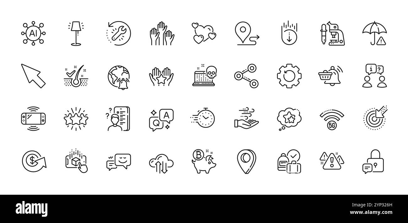 Augmented reality, Ranking and Microscope line icons pack. For web app. Line icons. Vector Stock ...
