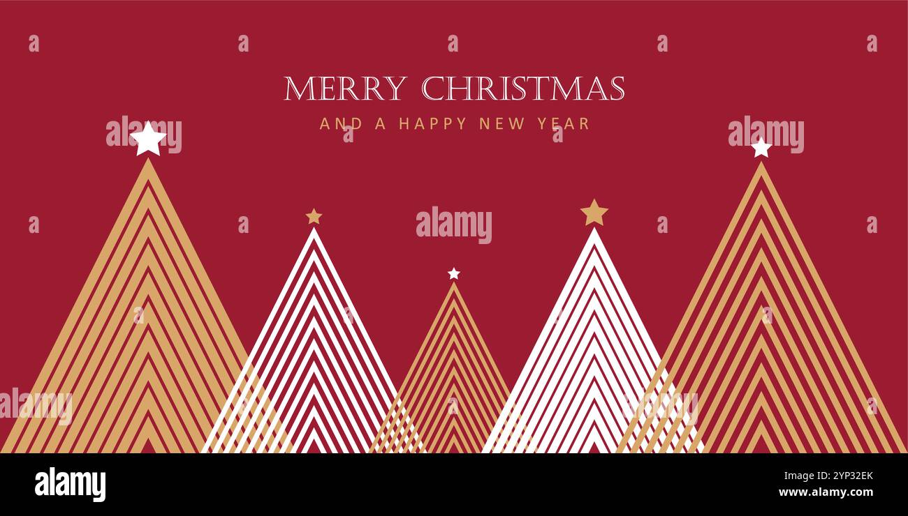 christmas greeting card with geometric fir trees vector illustration ...