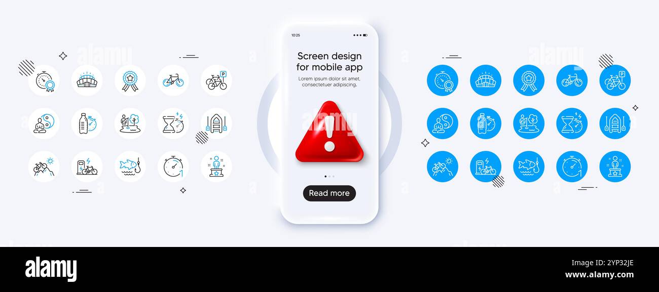 Fishing, Success and Fishing place line icons. For web app, printing ...