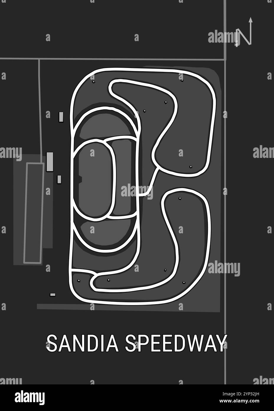 The image depicts a map of a race track, SANDIA SPEEDWAY Stock Vector ...