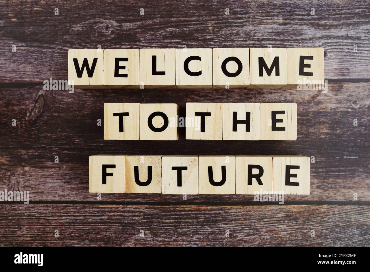 Welcome to the Future word alphabet letters on wooden background Stock ...