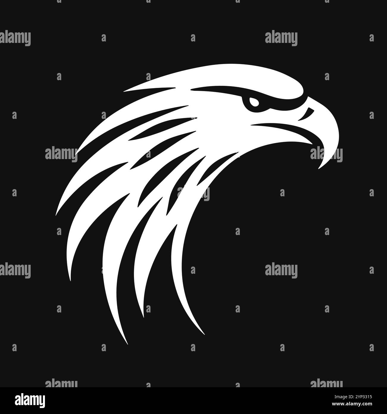 Abstract eagle icon. Bird head vector mascot. Black and white vector ...