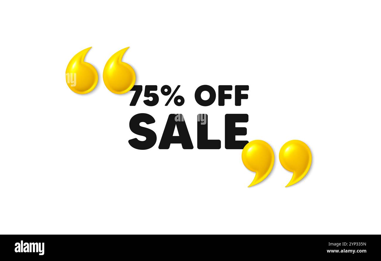 Sale 75 percent off discount. Promotion price offer sign. 3d quotation ...