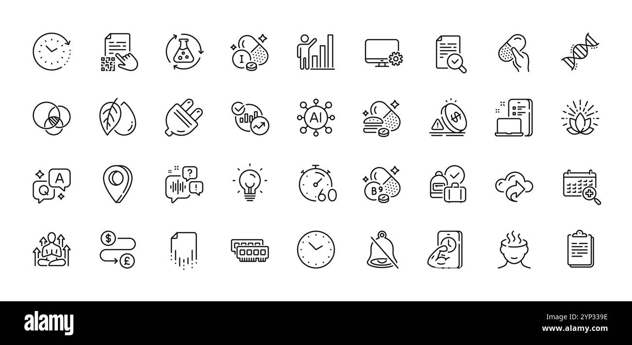 Ram, Timer and Iodine mineral line icons pack. For web app. Line icons. Vector Stock Vector ...