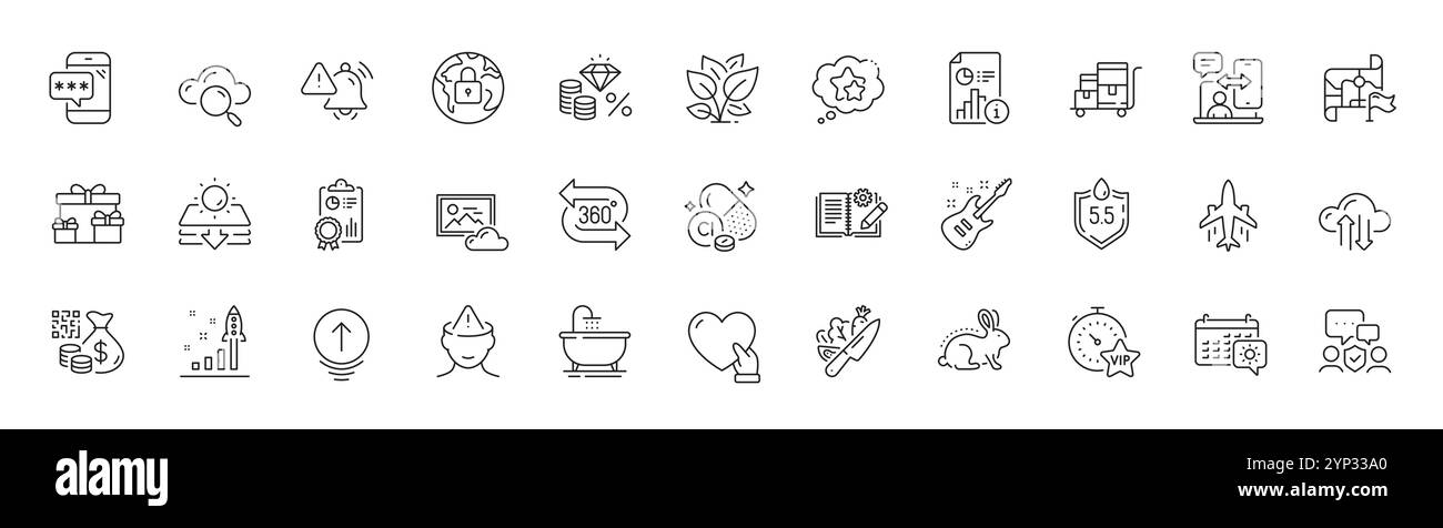 Chlorine mineral, Qr code and Swipe up line icons. For web app, printing. Line icons. Vector ...