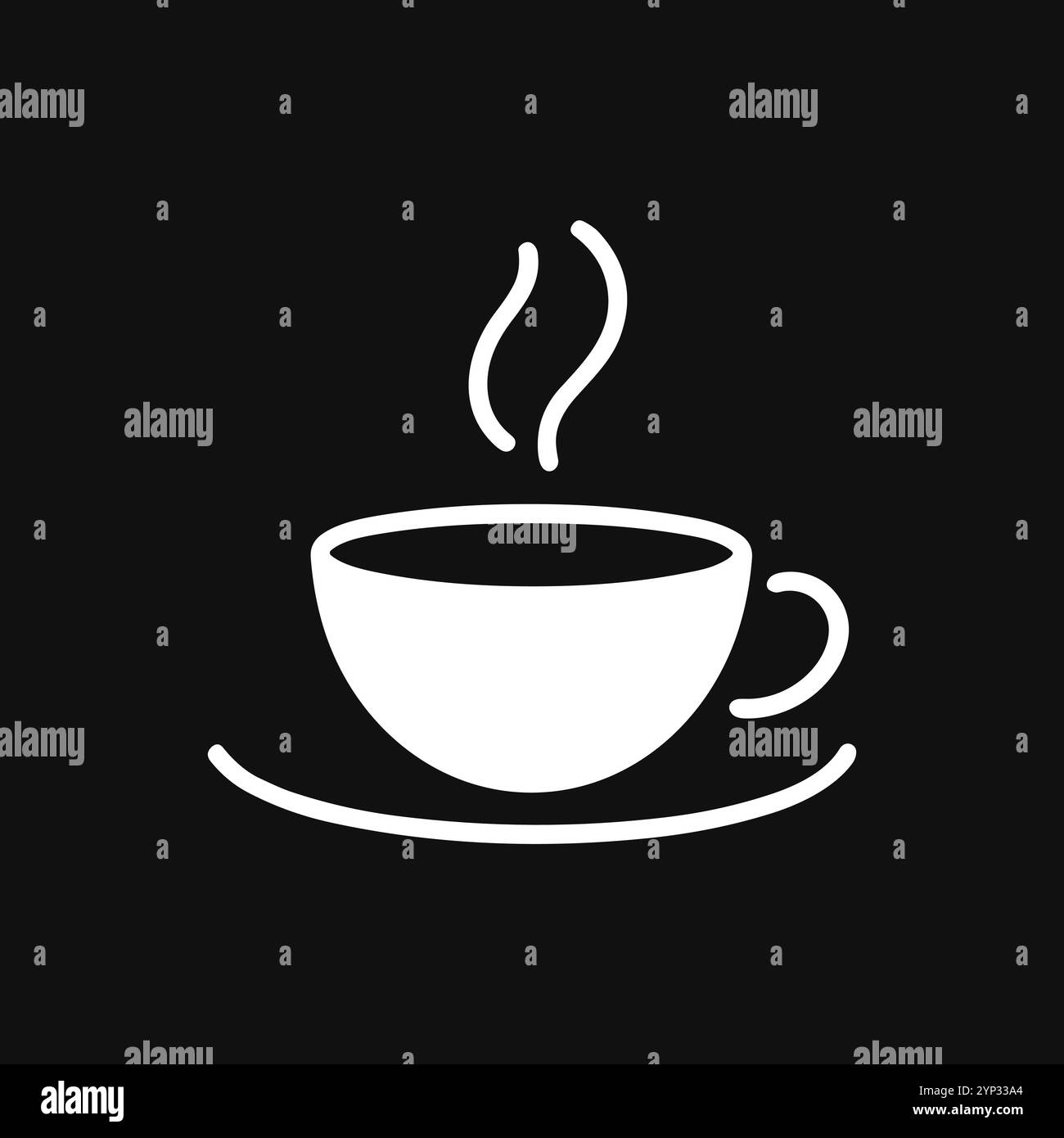 Simple coffee logo design. Abstract coffee cup with smoke. White icon ...