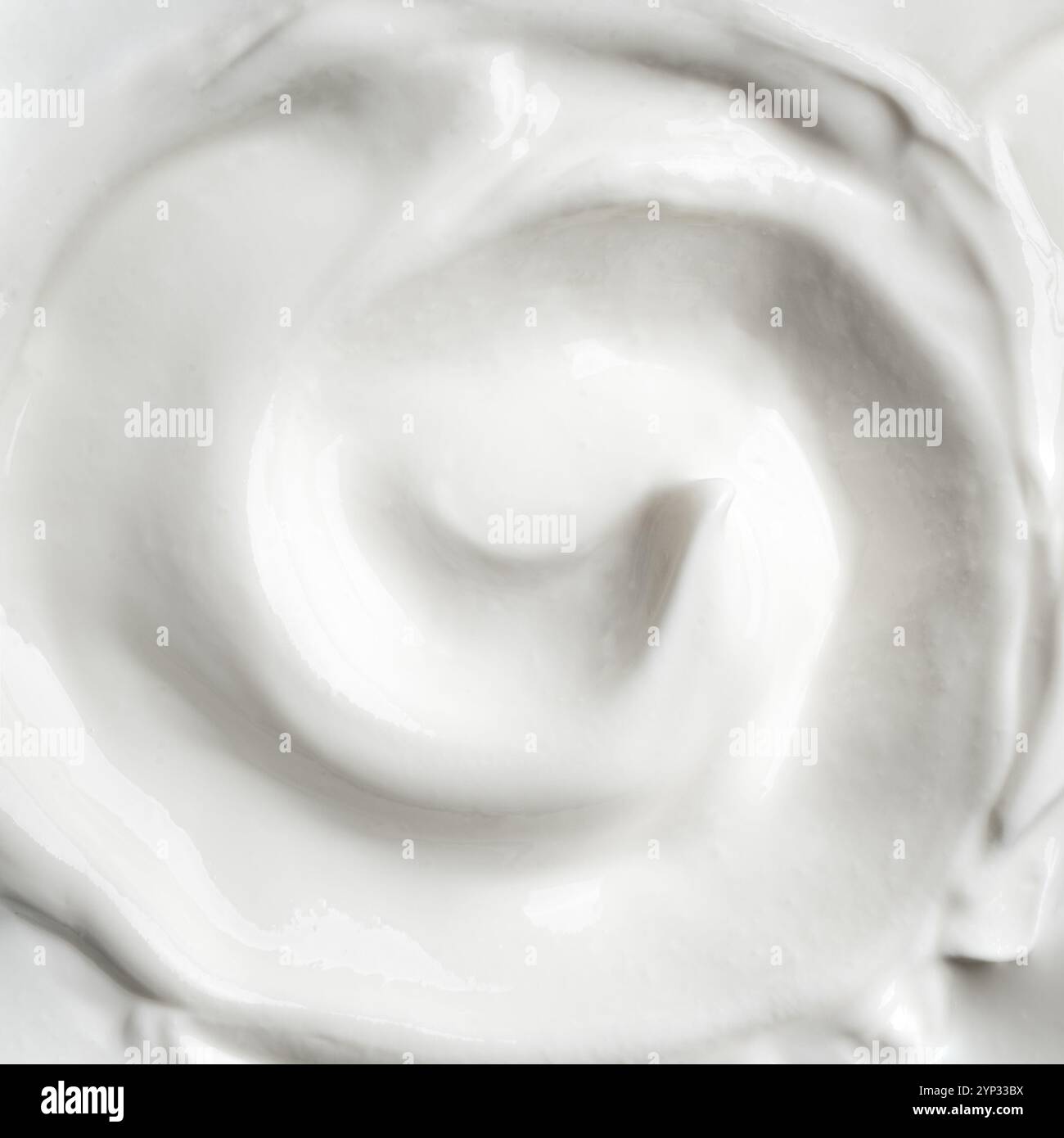 Homemade Greek Yogurt or Whipped Cream texture, top view. White yogurt ...
