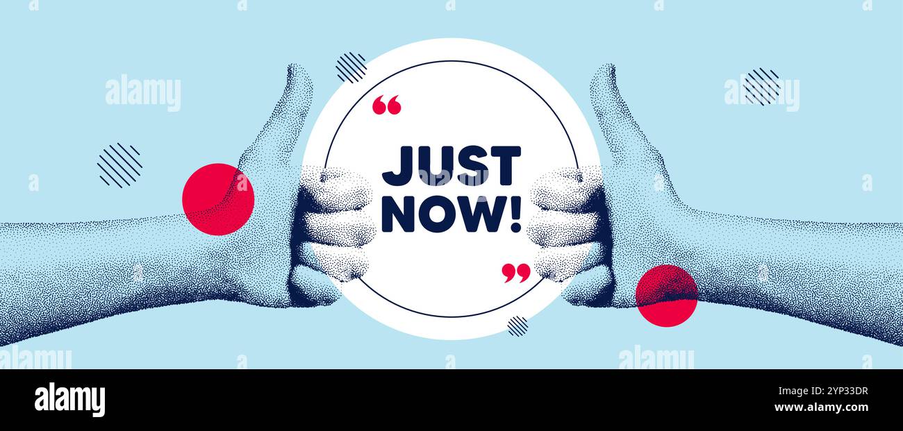 Just now symbol. Special offer sign. Hands showing thumb up like ...