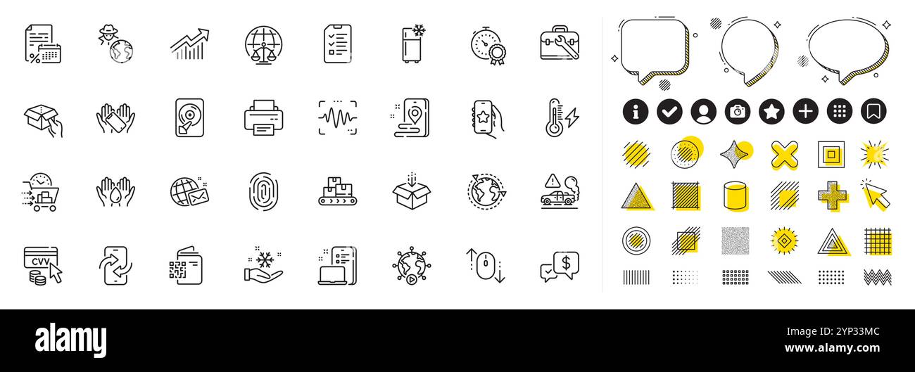 Set of World mail, Wholesale goods and Hold box line icons for web app ...