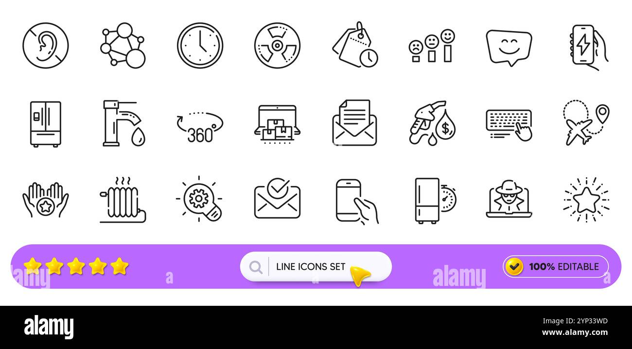 Tap water, Time management and Integrity line icons for web app. Pictogram icon. Line icons ...