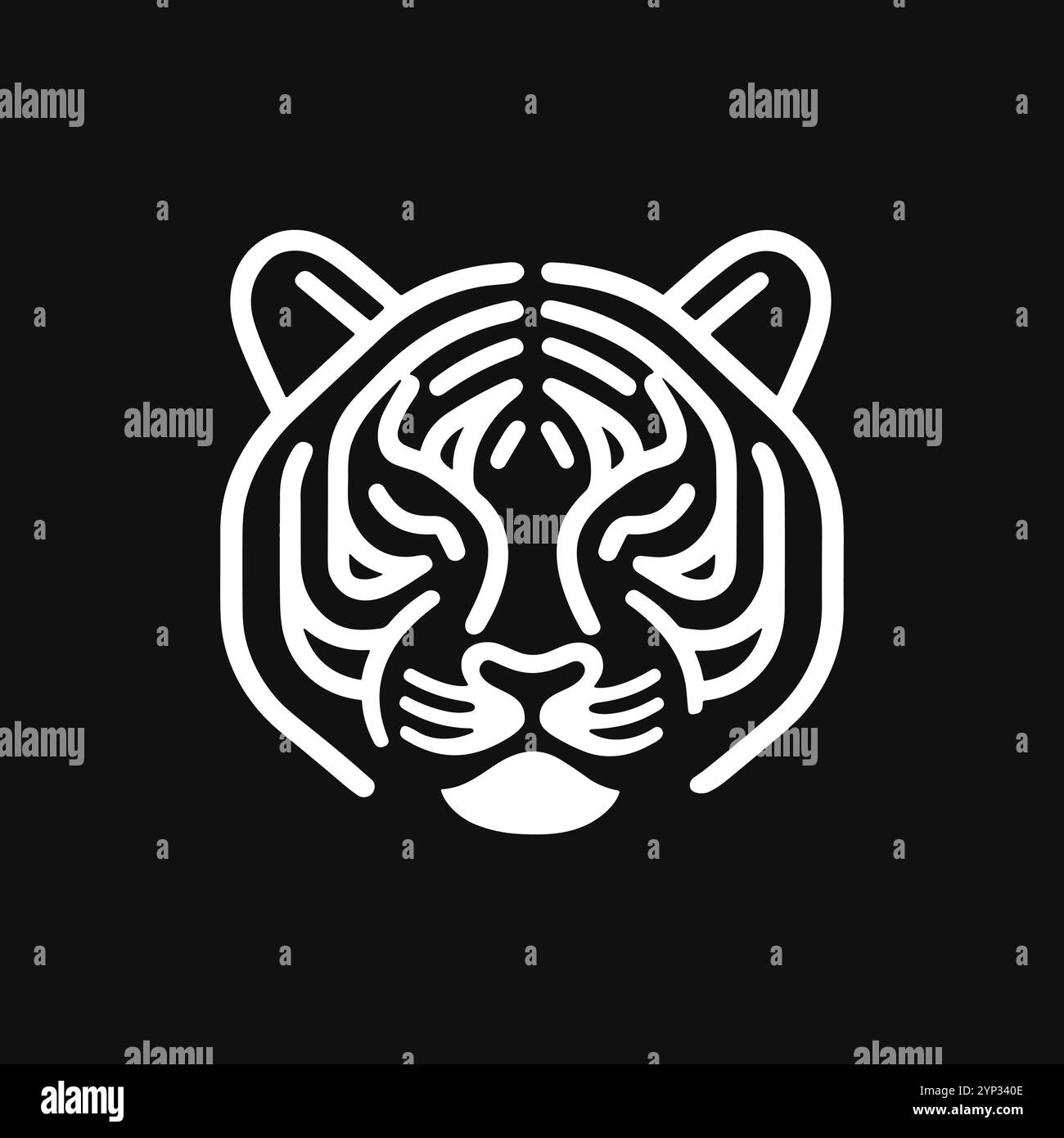 Tiger head icon in simple minimalist style. Abstract wild animal logo ...