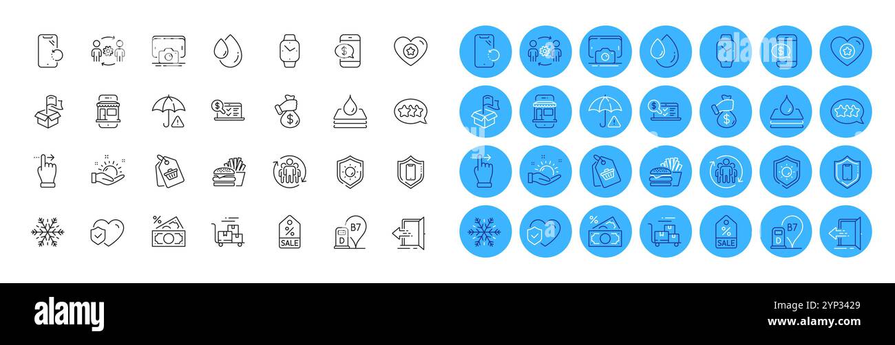 Risk management, Life insurance and Marketplace line icons pack. For ...