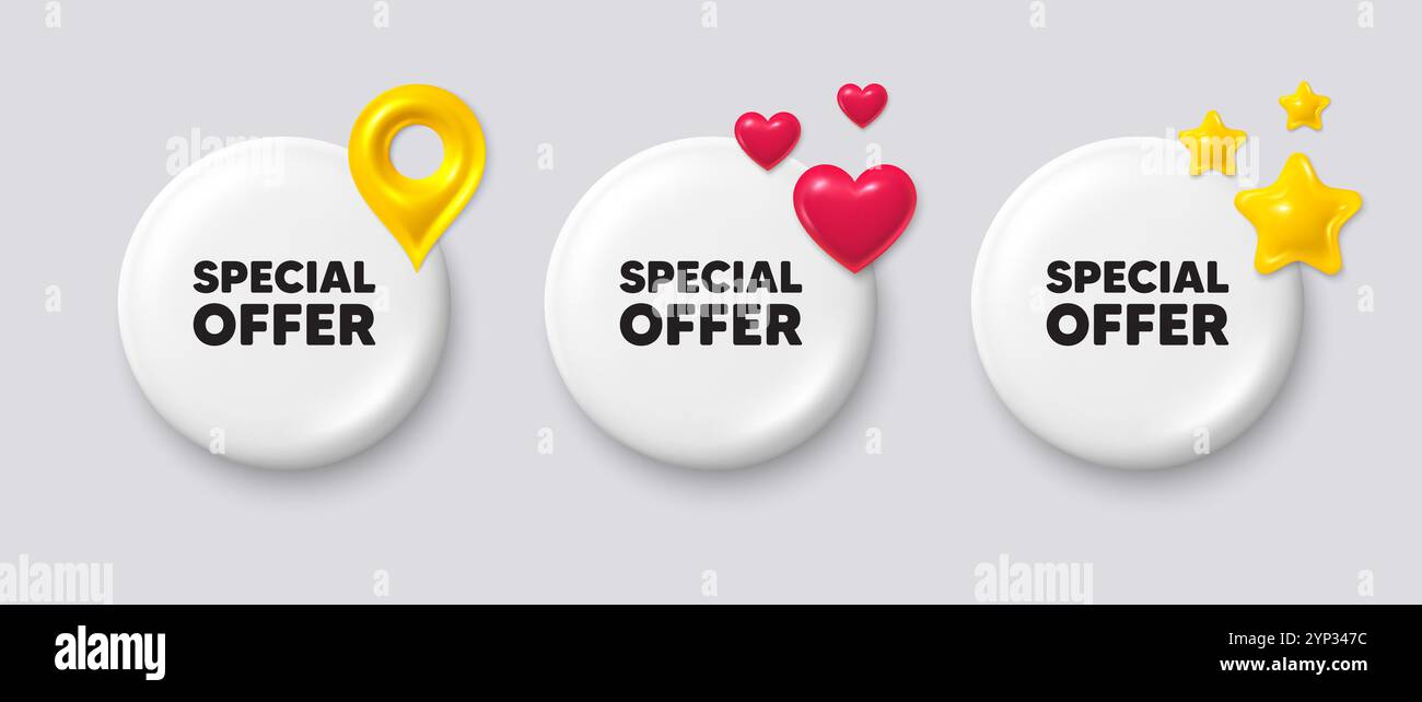 Special offer symbol. Sale sign. White button with 3d icons. Vector ...