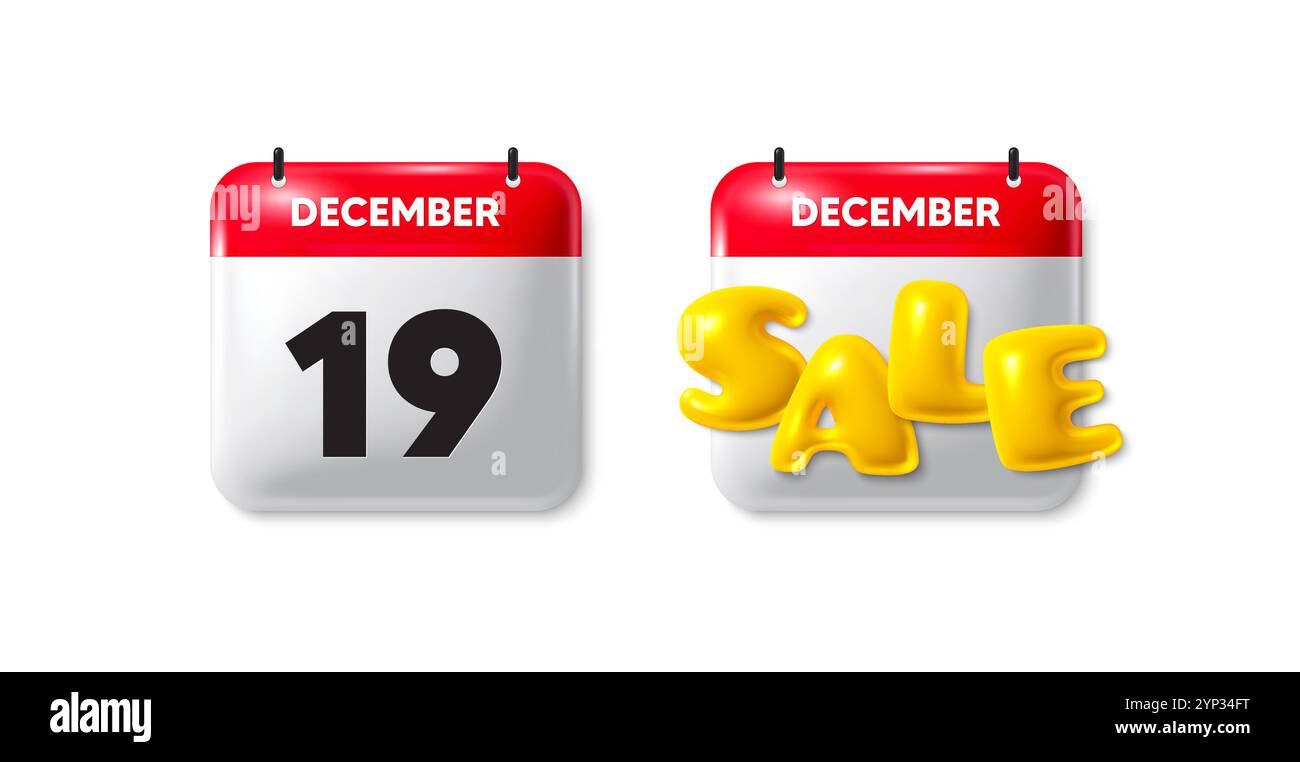 19th day of the month icon. Event schedule date. Calendar date sale 3d ...
