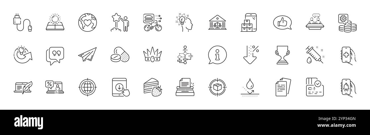 Feedback, Bell alert and Idea line icons. For web app, printing. Line ...