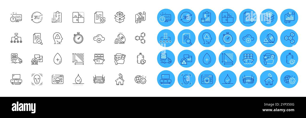 Refill water, Face detection and Cloud computing line icons pack. For web app. Color icon ...