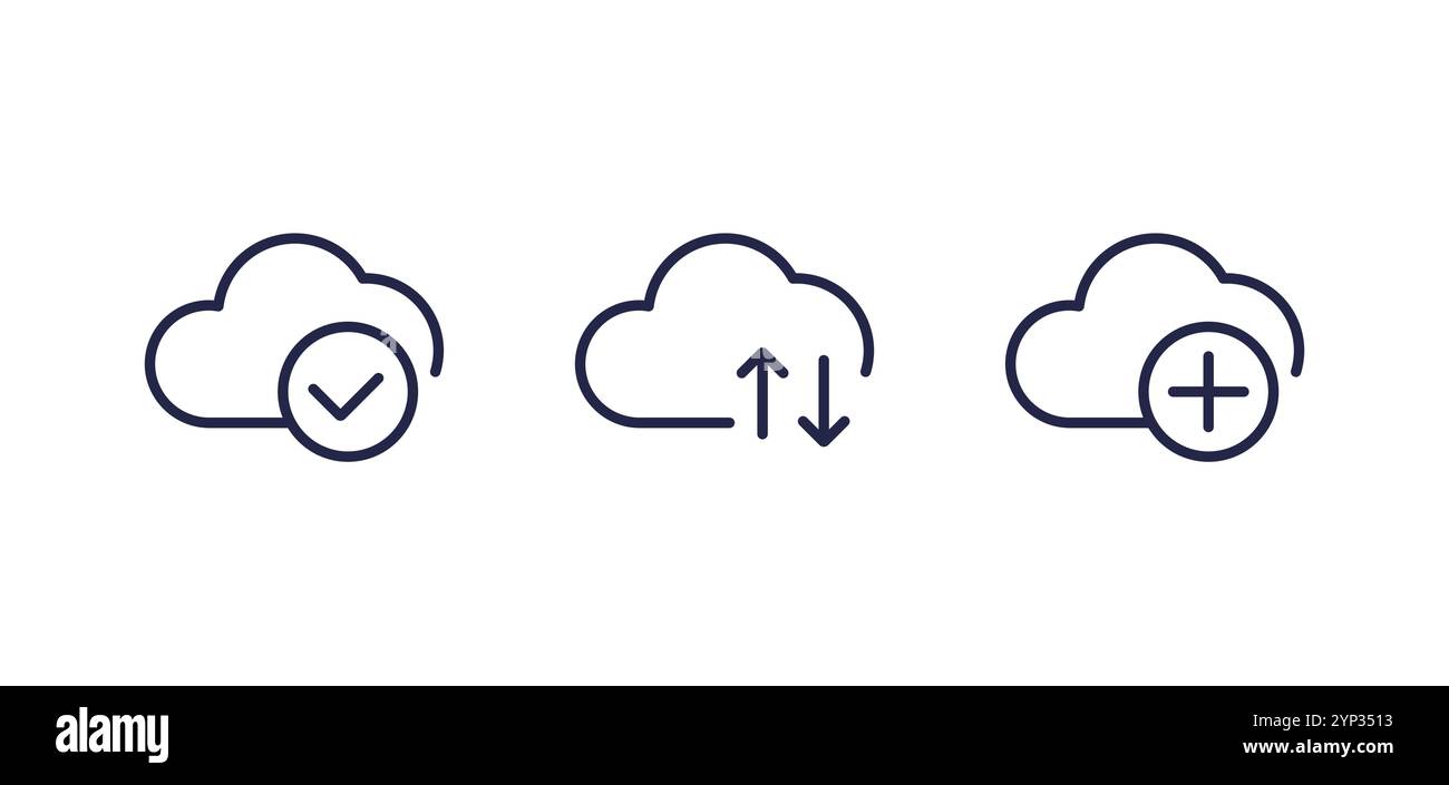 Cloud plus line icon hi-res stock photography and images - Alamy