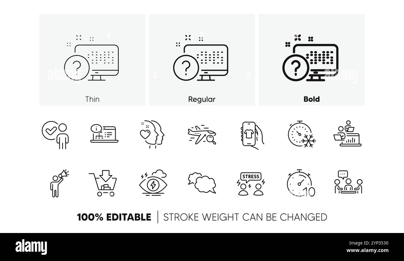 Stress, Brand ambassador and Teamwork line icons. For web app, printing. Line icons. Vector ...