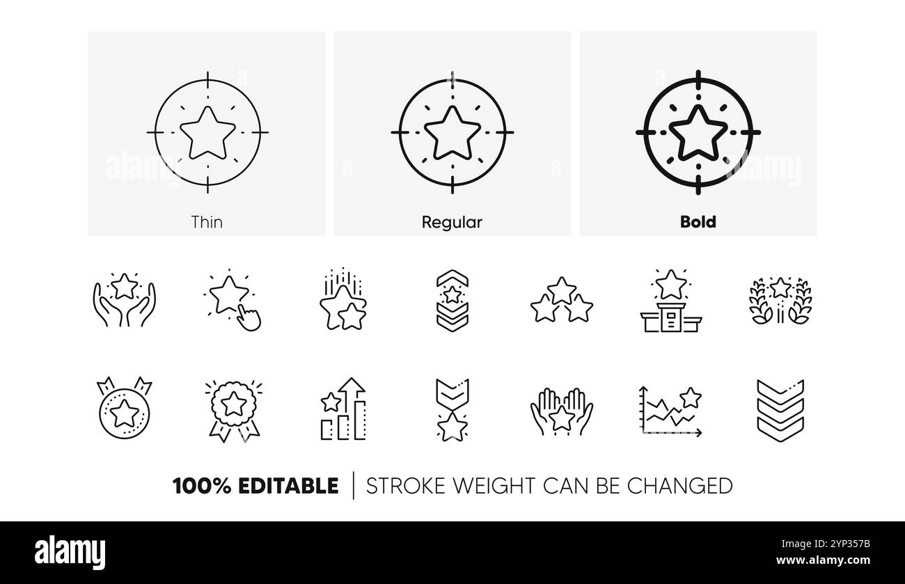 Ranking line icons. First place, star rating and winner medal. Linear set. Line icons. Vector ...