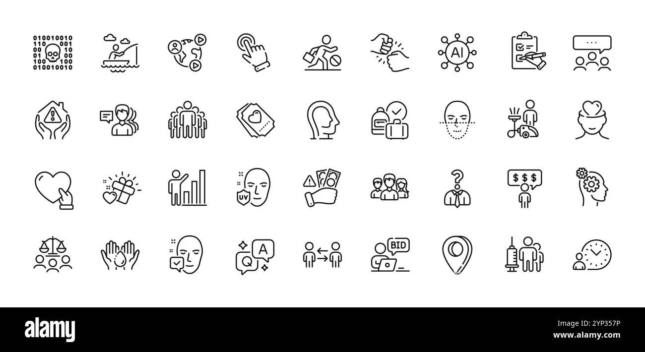 Hiring employees, House protection and Cursor line icons pack. For web ...