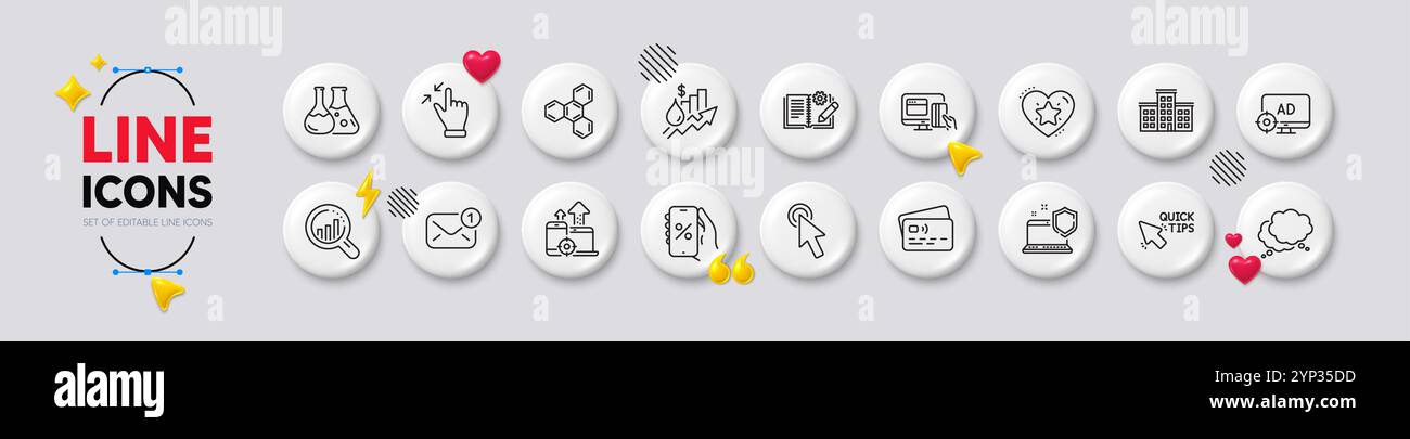 Seo adblock, Company and Online payment line icons. For web app ...