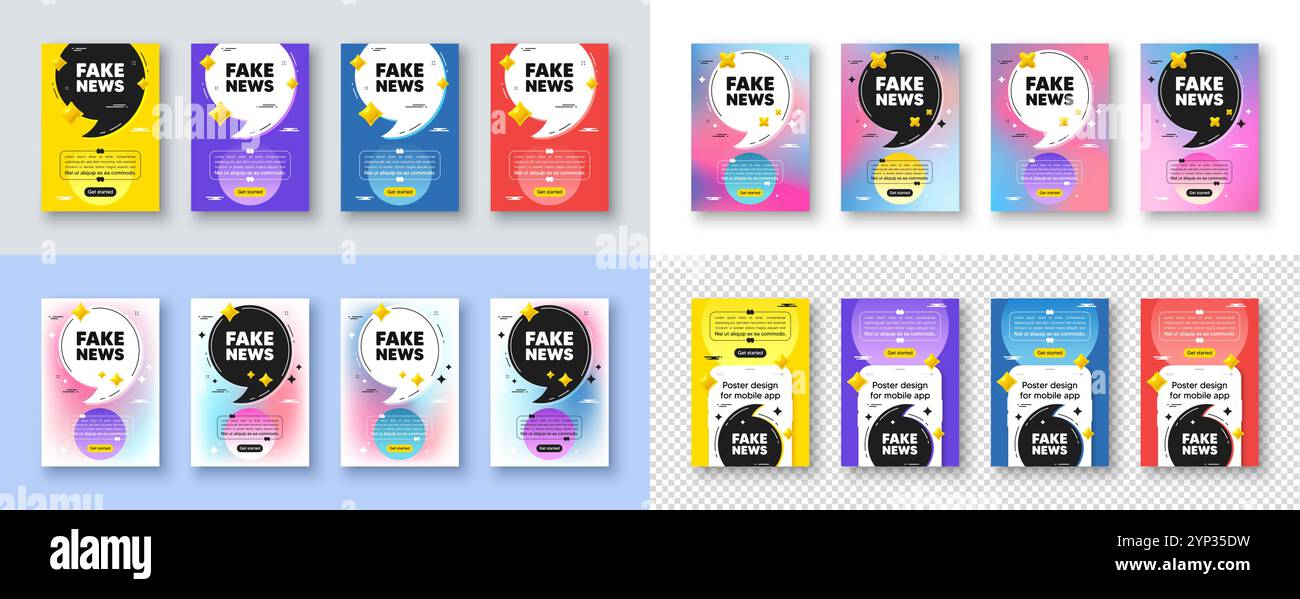 Fake news tag. Media newspaper sign. Poster templates design with quote ...