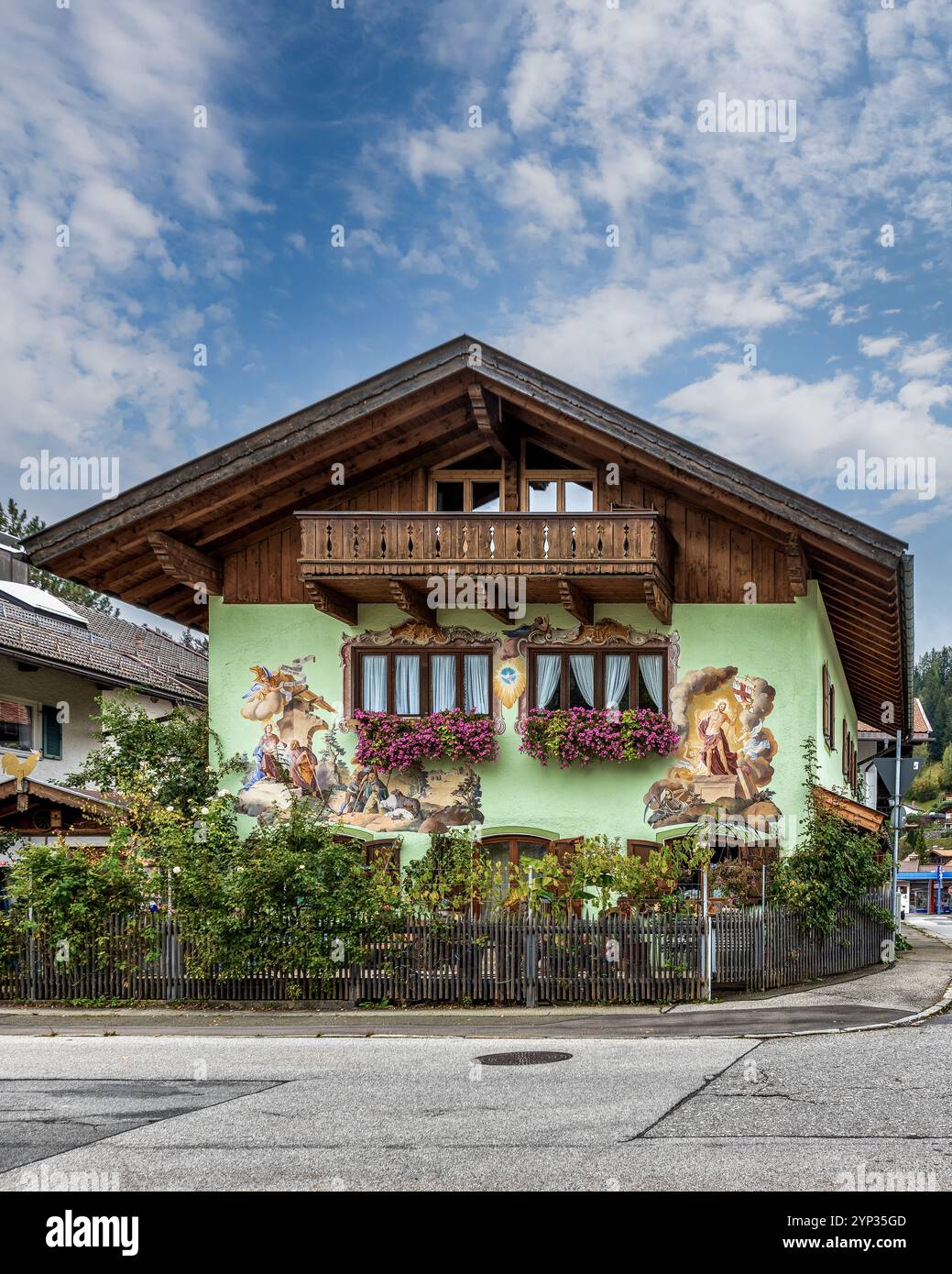 The beautiful and colorful old town in Mittenwald, Germany Stock Photo ...