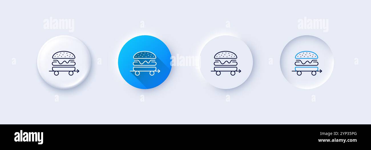 Food delivery line icon. Cheeseburger meal sign. Line icons. Vector ...