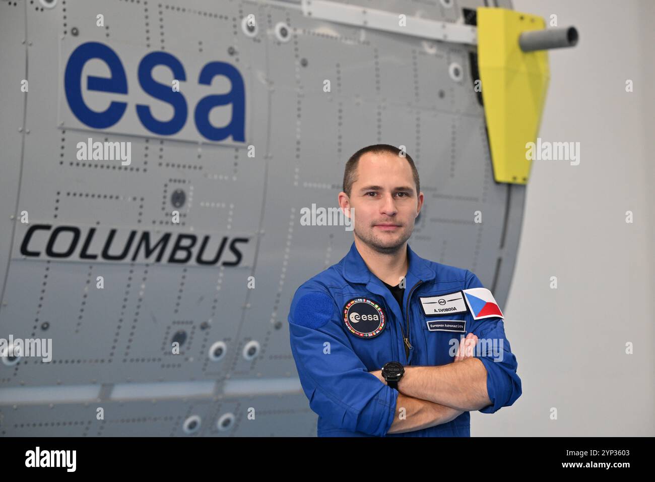 Kolin Nad Rynem, Germany. 28th Nov, 2024. Reserve astronaut team member Ales Svoboda prepares ...