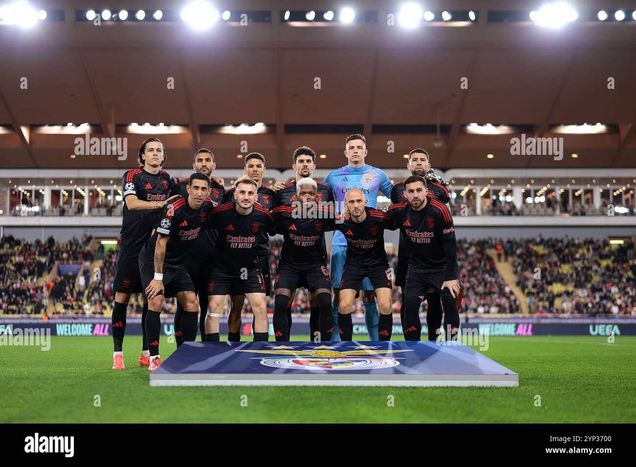 Monaco, Monaco, 27th November 2024. The SL Benfica starting eleven line ...