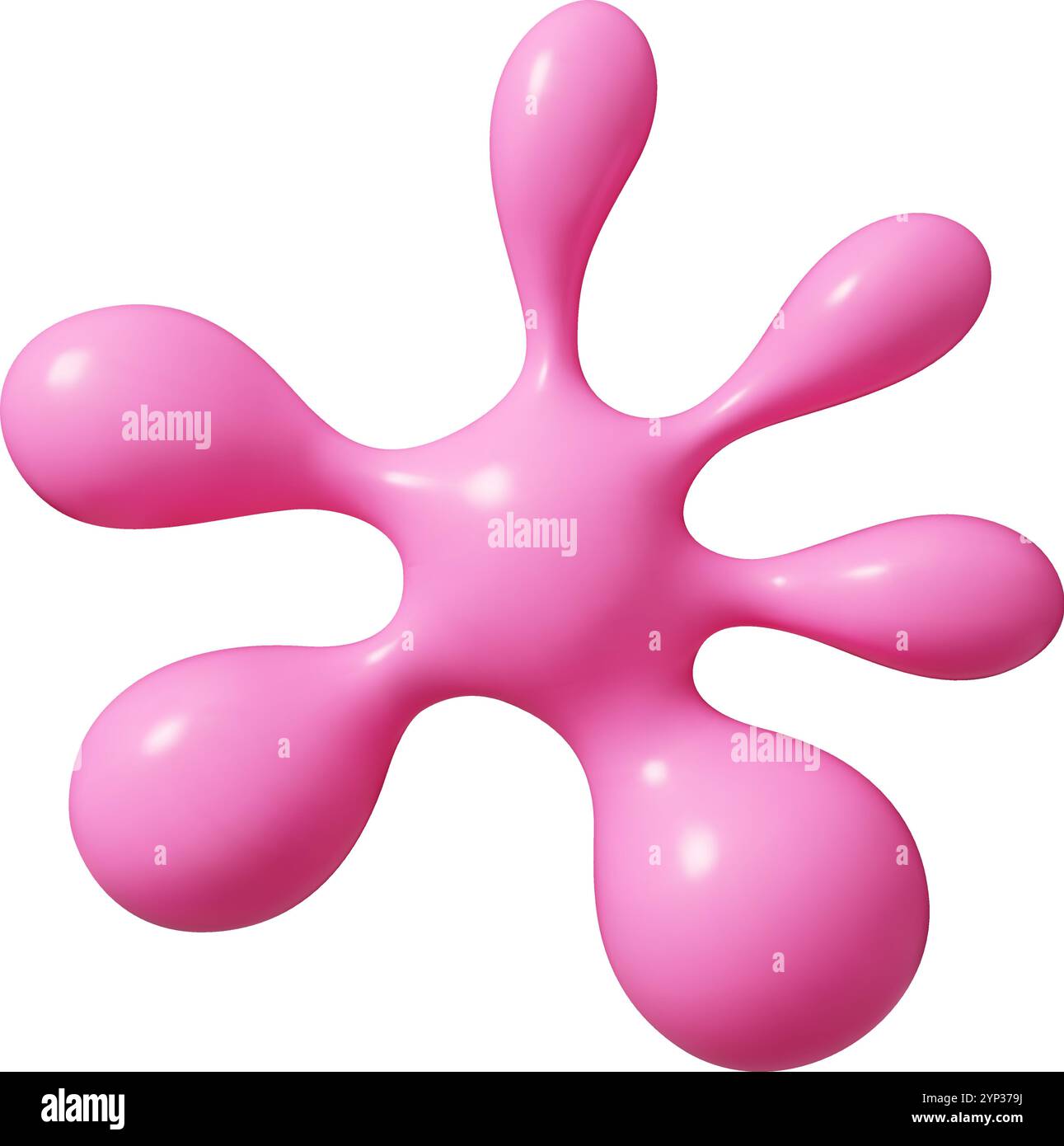 Bright pink liquid droplet - splash like blob with smooth rounded edges ...