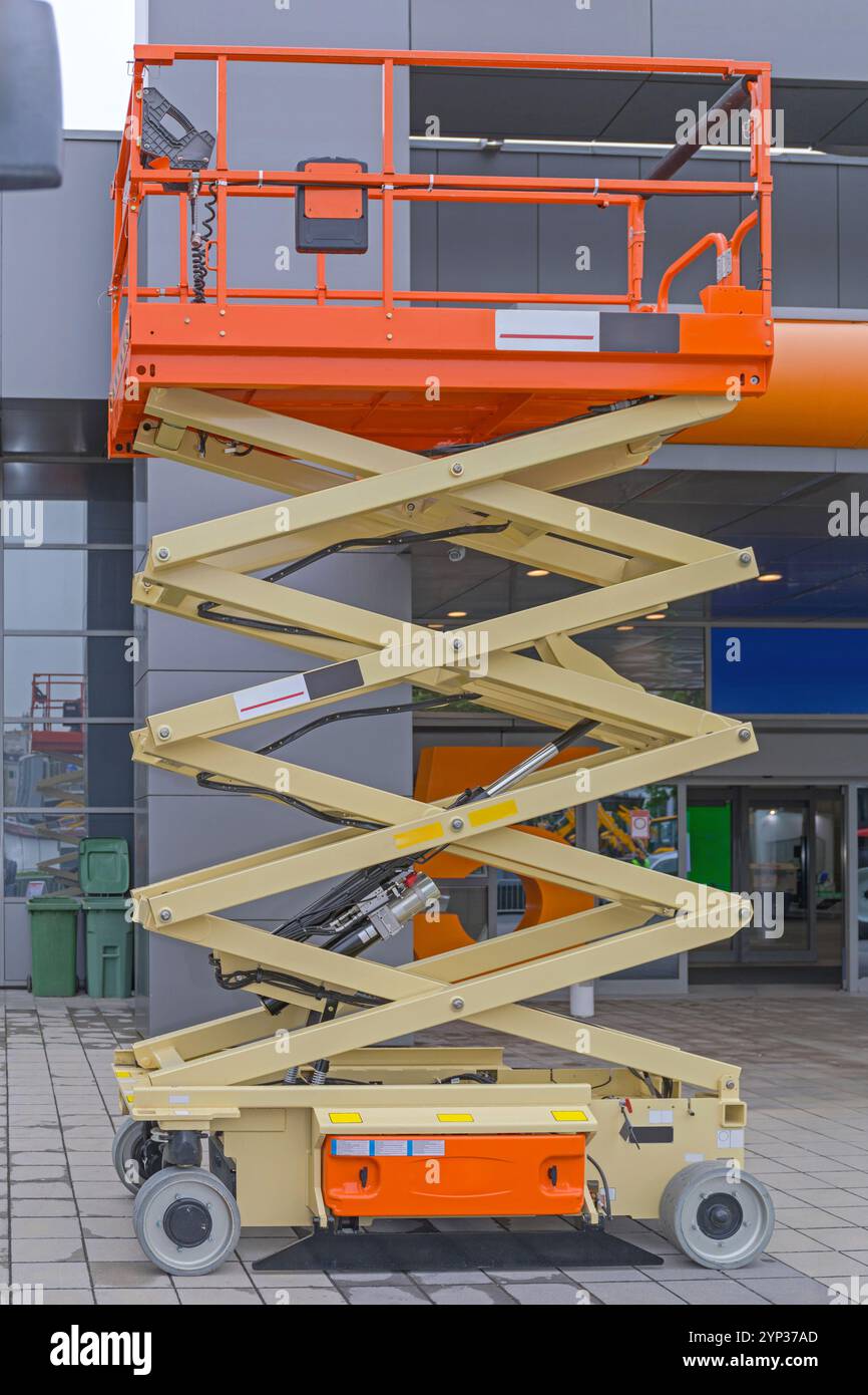 Scissor Lift Mobile Platform Aerial Work Building Maintenance Stock ...