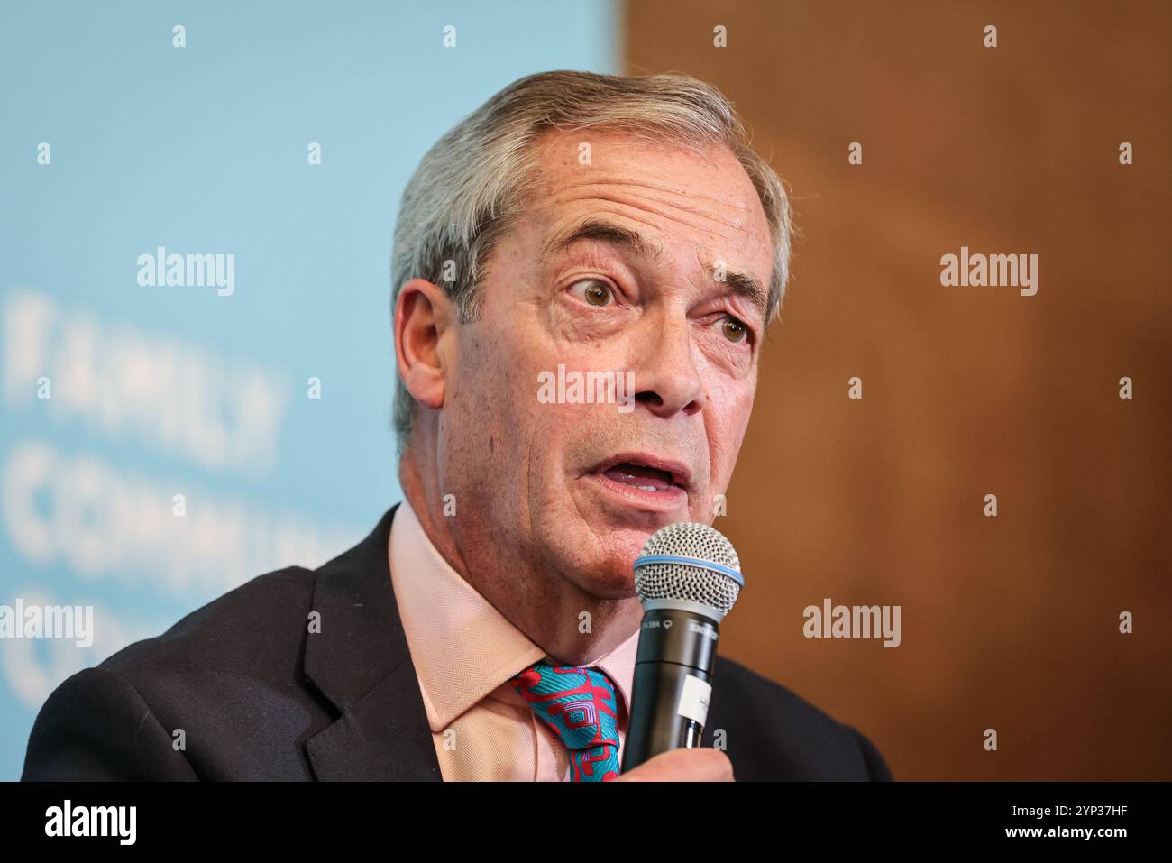 London, UK. 28th Nov, 2024. Nigel Farage. Reform UK host a press ...