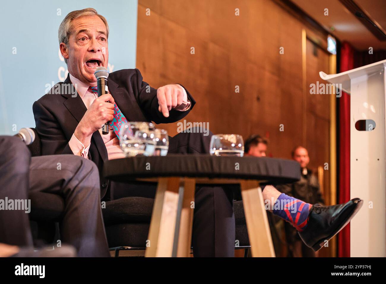 London, UK. 28th Nov, 2024. Nigel Farage. Reform UK host a press ...