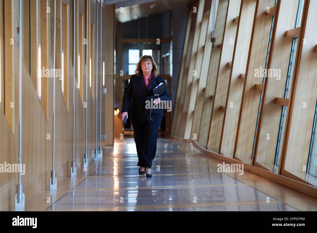 Edinburgh Scotland, UK 28 November 2024. Cabinet Secretary for Transport Fiona Hyslop MSP at the ...